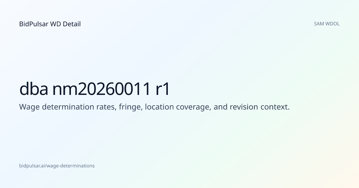NM20260011 (Rev 1) | Davis-Bacon | BidPulsar