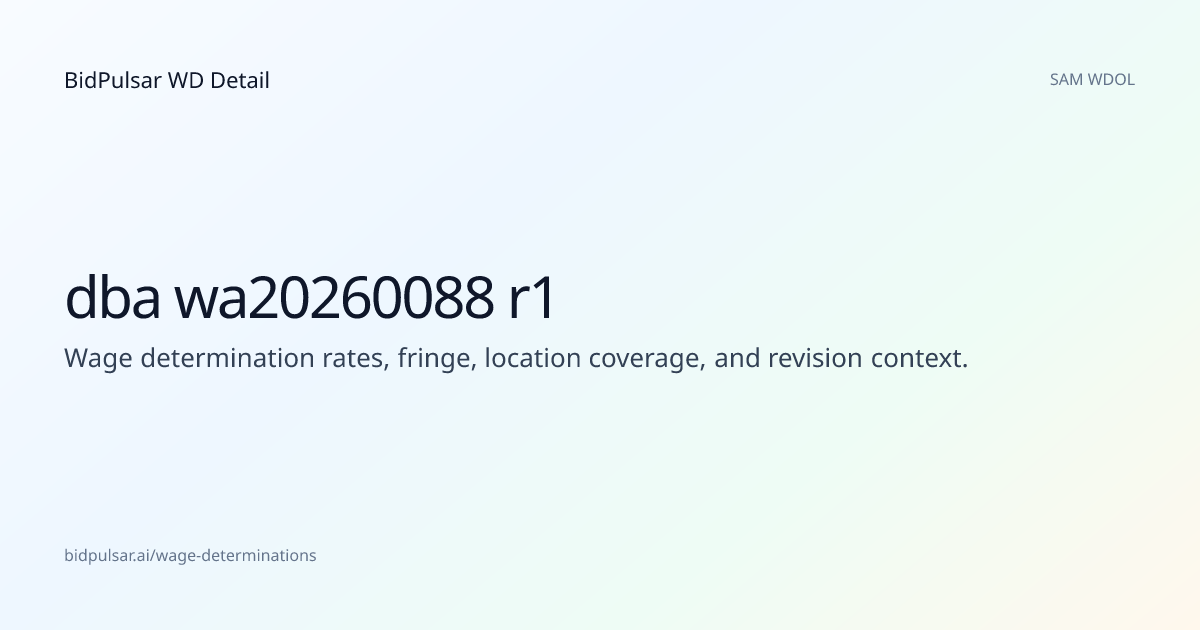 WA20260088 (Rev 1) | Davis-Bacon | BidPulsar